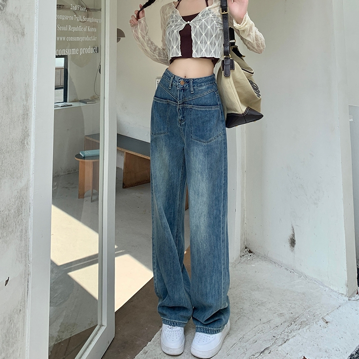 GHAOHES กางเกง ยีน ส์ ขา บาน เอว สูง S-5XL | Shopee Thailand