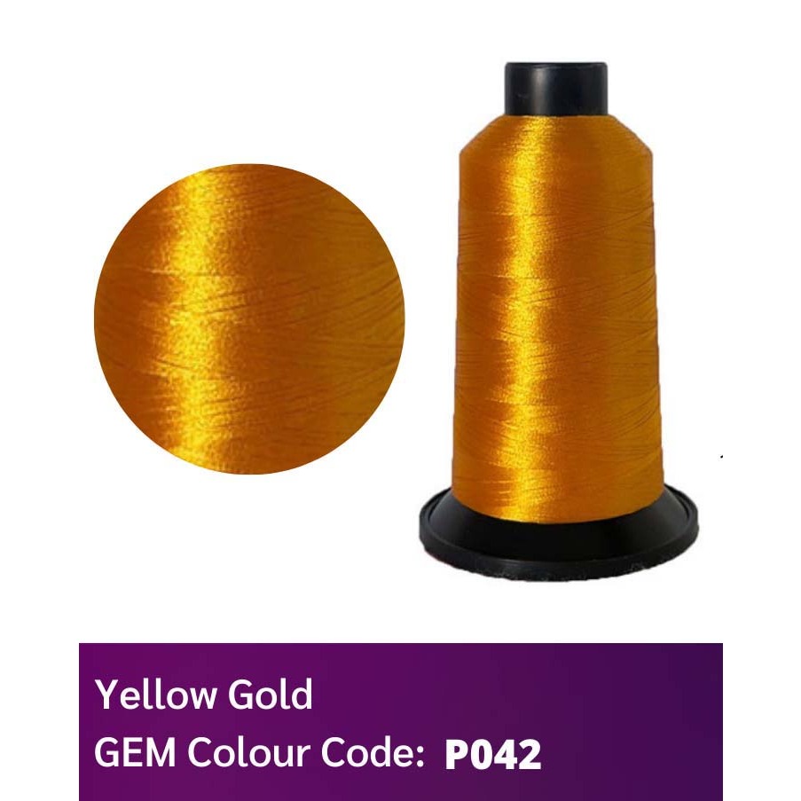 ไหมปัก GEM Embroidery Thread โทนเหลือง Yellow ซักฟอกสีไม่ตก 3,000 เมตร ...