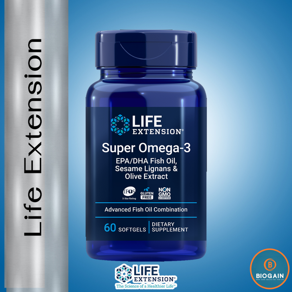 Life Extension Super Omega-3 EPA/DHA Fish Oil, Sesame Lignans & Olive Extract / 60 Softgels ...