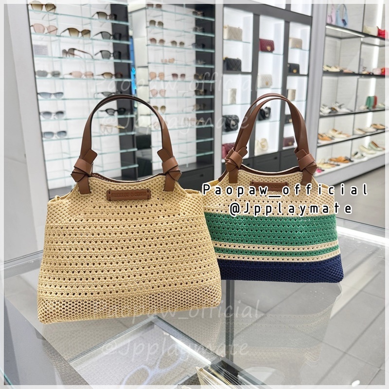 Charles & Keith กระเป๋าสะพาย รุ่น Ida Knotted Handle Knitted Tote Bag ...
