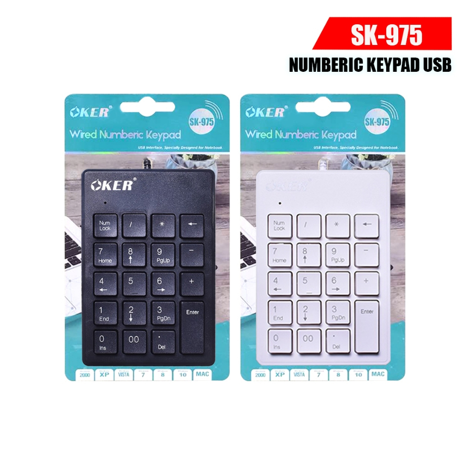 Oker SK-975 USB Super Slim Mini Keypad คีย์บอร์ดตัวเลข หัวเสียบ ...
