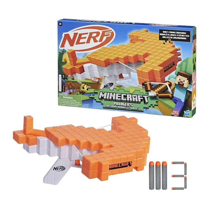 Nerf Minecraft Pillager's Crossbow Kids Toy Blaster with 3 Darts ...