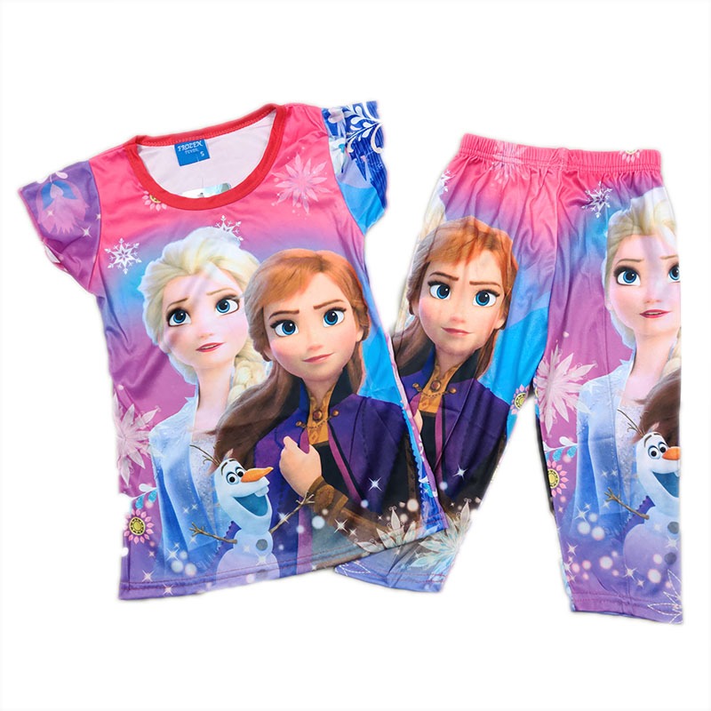 เสื้อผ้าเด็กผู้หญิง ชุดเสื้อกางเกง ลายเจ้าหญิง ผ้ามันผ้าไมโคเกรดพรีเมี่ ...