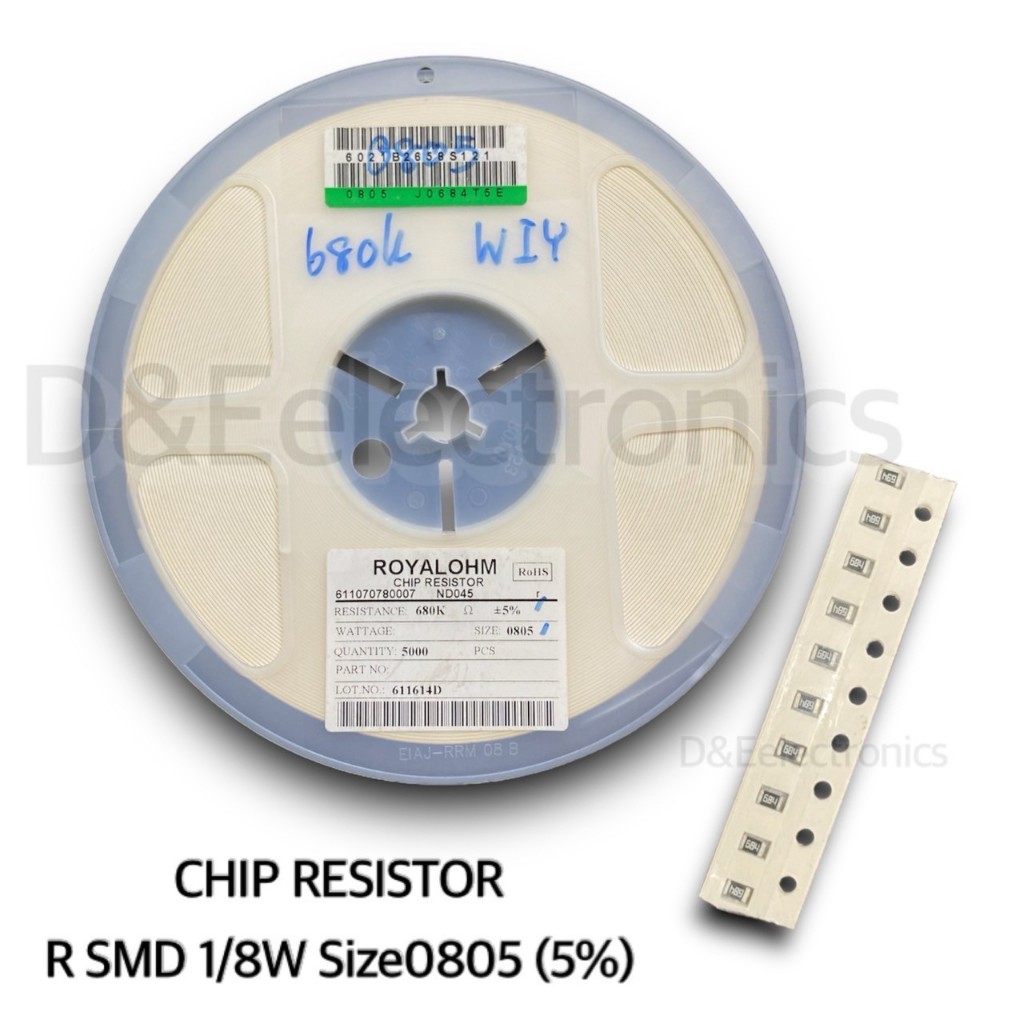 CHIP RESISTOR R SMD ชิป ตัวต้านทานขนาด 1/8w Size0805 5% (จำนวน 100 ตัว ...