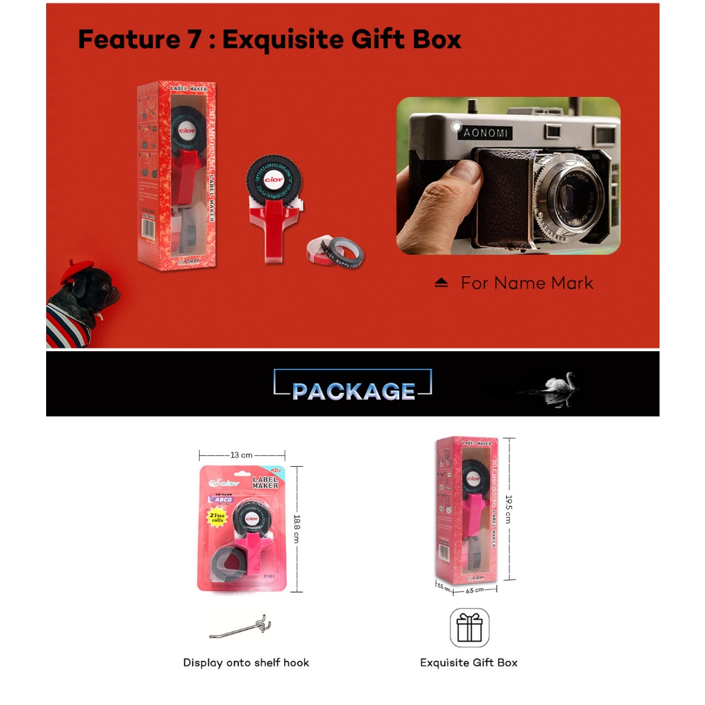 (ฟรี 2 เทป ) เครื่องทําฉลาก ลายนูน 3D DIY สําหรับอัพเกรด MOTEX E101 Version CIDY C101 Mini 9 มม. ...