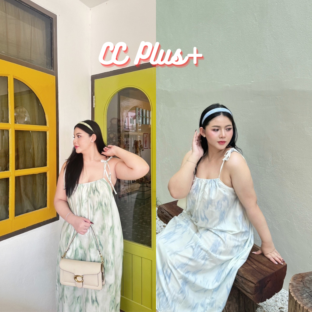 CiCi Plus+(3132)เดรสยาวสายเดี่ยว ดีเทลผ้าริ้ว สีสันสวยงามชิวๆชิคๆ ...