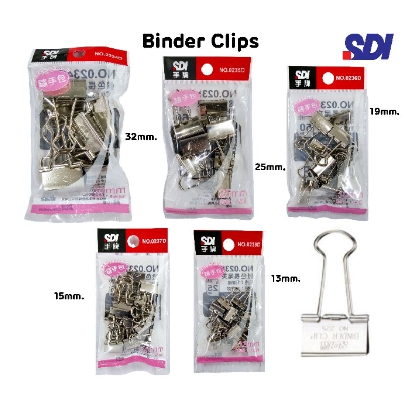 SDI ไบน์เดอร์คลิปสีเงิน BINDER CLIP รุ่น 0234D, 0235D, 0236D, 0237D, 0238D ขนาด 32มม., 25มม., 19 ...