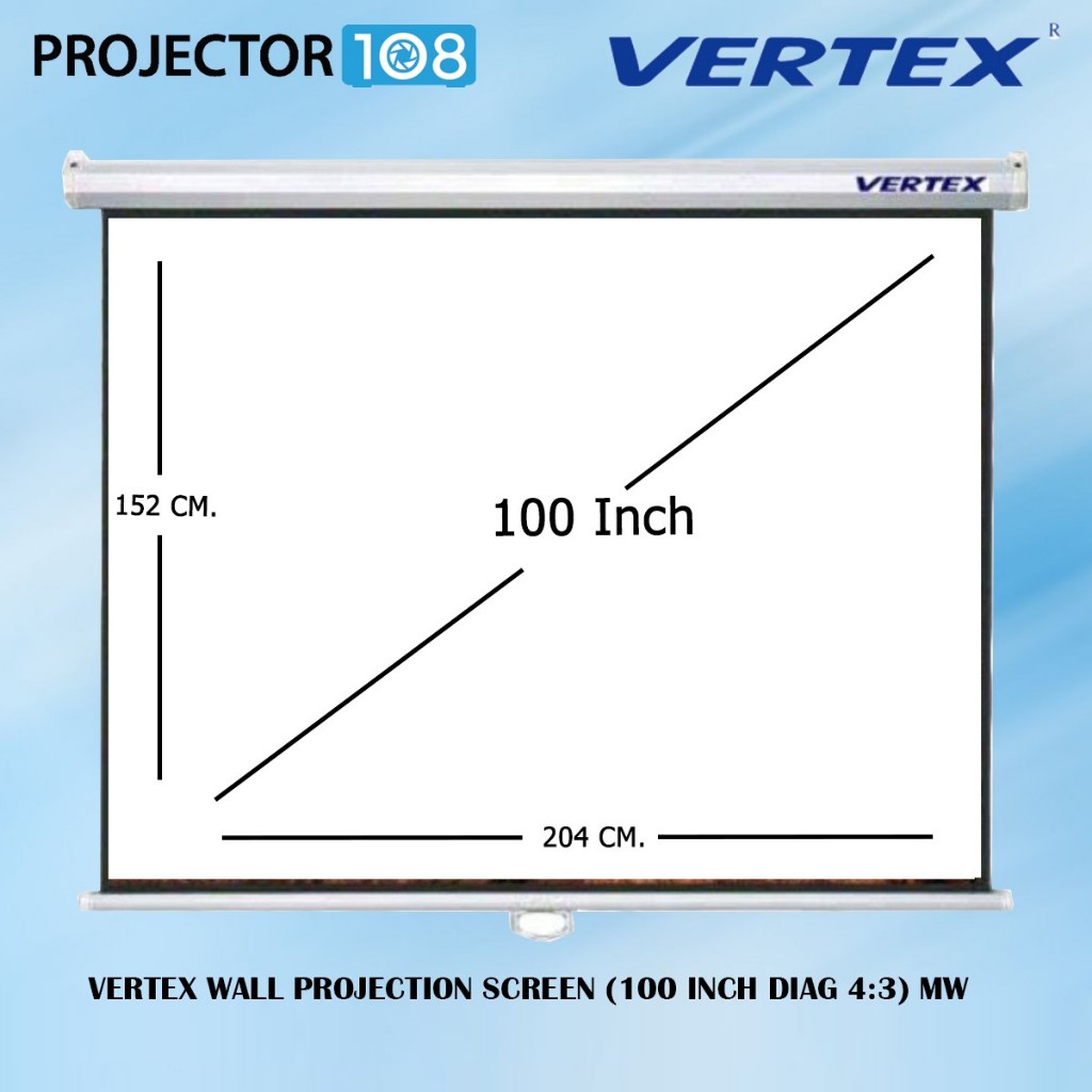Vertex wall projection screen 100 Inch อัตราส่วน 4:3(204 x 152 cm. ) MW ...