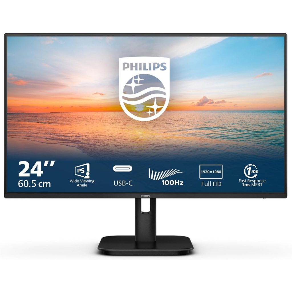 PHILIPS 24E1N1300A - 24 Inch FHD Monitor, 100Hz, IPS, 1ms, USB-C PD 65W ...