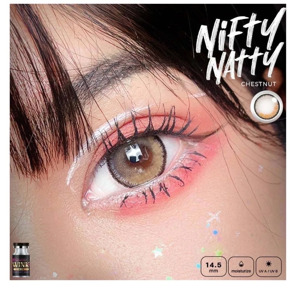 SALE คอนแทคเลนส์ Nifty Natty Brown สีน้ำตาล Wink Wow บิ๊กอาย Bigeyes ...