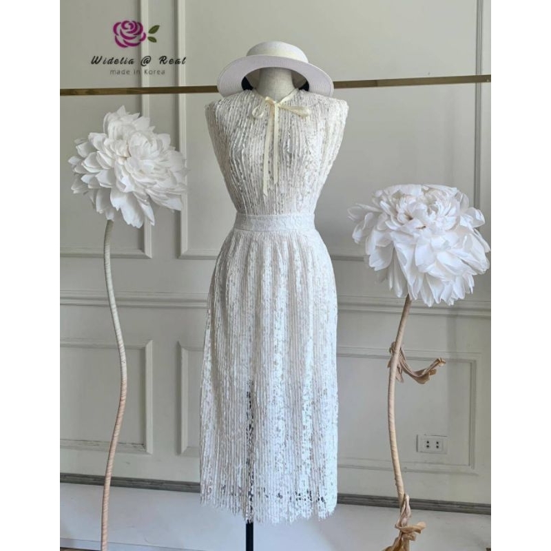 ชุดลูกไม้สุดหรู ไฮโซ Widelia@real ชุดset เสื้อตัวยาวลูกไม้เนื้อดี กุ้น ...