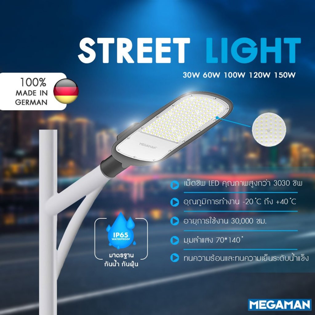 MEGAMAN LED STREET LIGHT รุ่น ZDL1129 (โคมถนน รุ่น ZDL1129) | Shopee ...