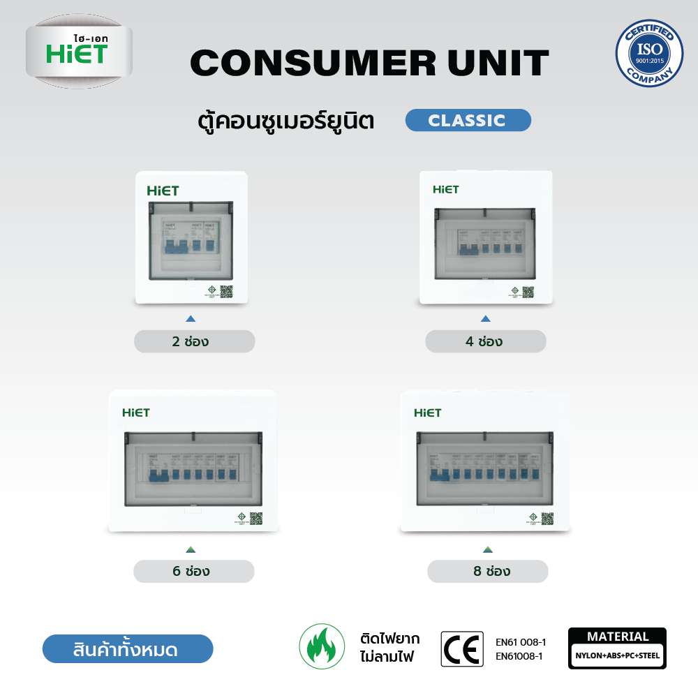 HIET Consumer Unit ตู้คอนซูมเมอร์ยูนิต ตู้ควบคุมไฟ กันช๊อต กันรั่ว ( 2 ...
