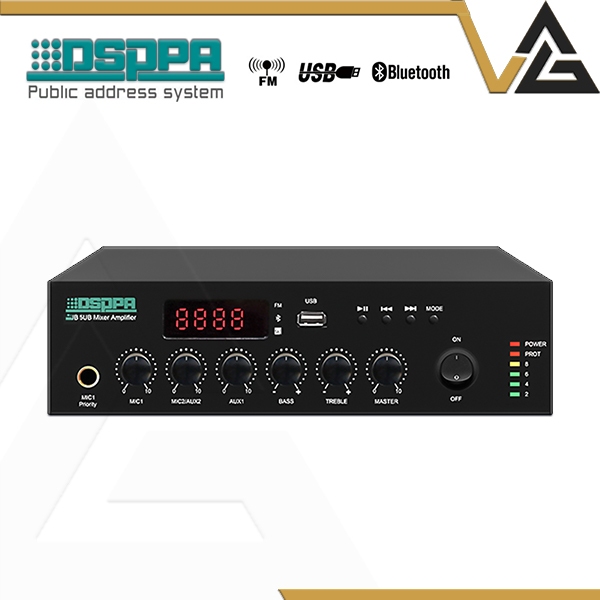 DSPPA MP-60UB 60W มิกเซอร์ แอมปลิฟายเออร์ บลูทูธ เครื่องขยายเสียง Bluetooth USB Aux Mixer ...