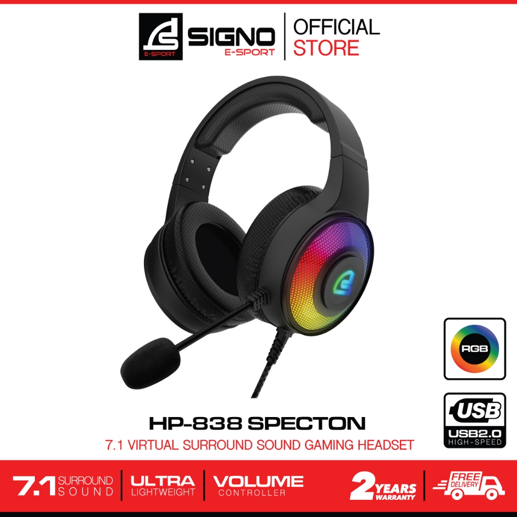SIGNO E-Sport 7.1 Surround Sound Gaming Headphone SPECTON รุ่น HP-838 ...