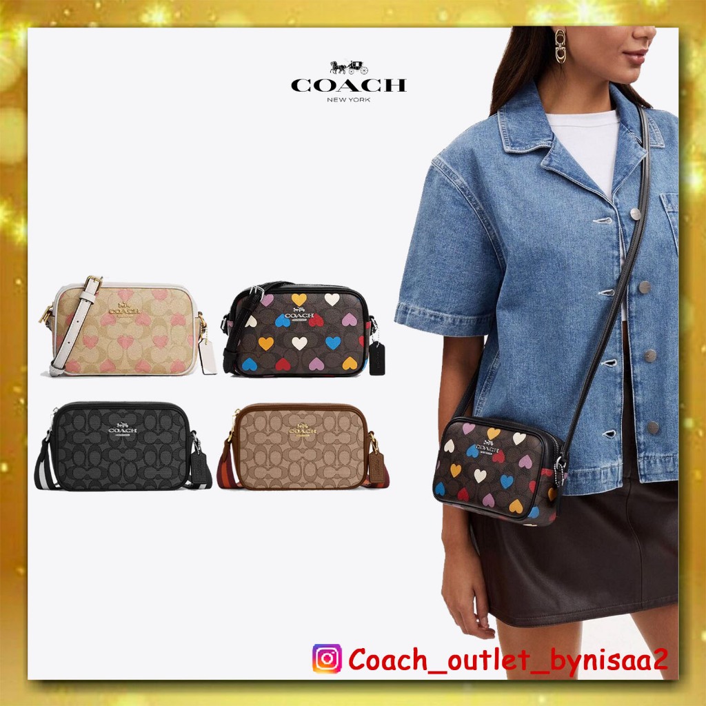 Coach Mini Jamie Camera Bag Signature Jacquard Saddle Leather | Shopee ...