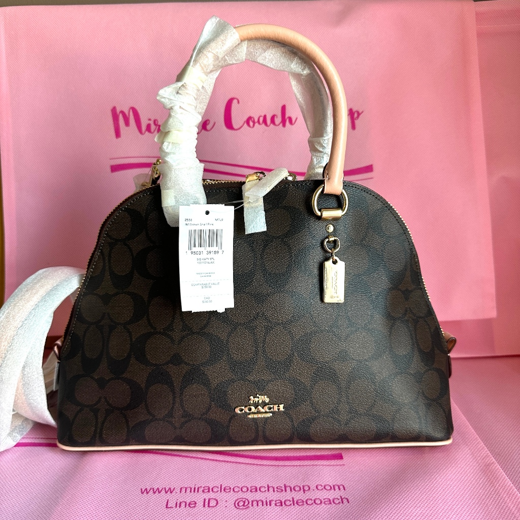 กระเป๋าถือ COACH แท้ Coated canvas และหนังแท้ มีสายยาว COACH 2558 KATY ...