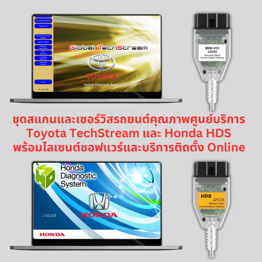 ชุดสแกนและเซอร์วิสรถยนต์ Toyota และ Honda พร้อมไลเซนต์ Software Toyota TechStream Honda HDS ...