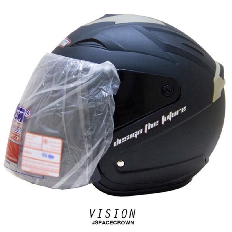 หมวกกันน็อค SPACE CROWN รุ่น VISION สีดำด้าน(มาใหม่) | Shopee Thailand