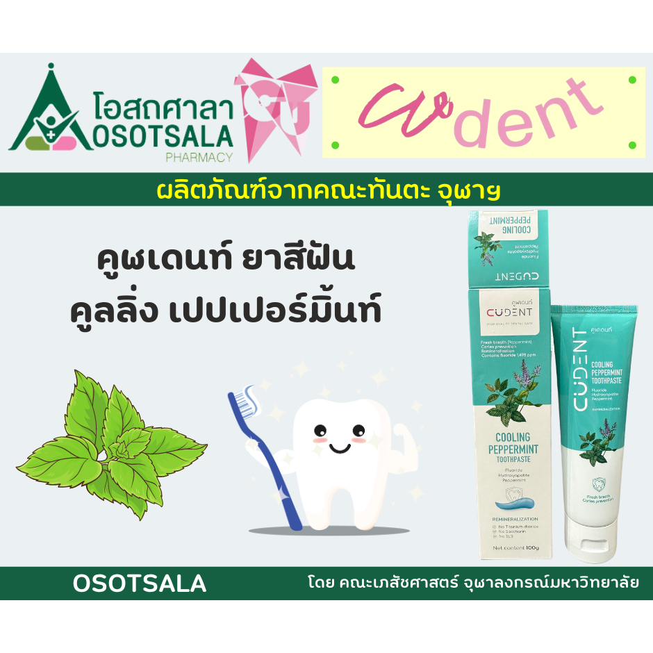 CUdent Cooling Peppermint คูฬเดนท์ ยาสีฟันเสริมฟลูออไรด์ วิจัยและพัฒนา ...