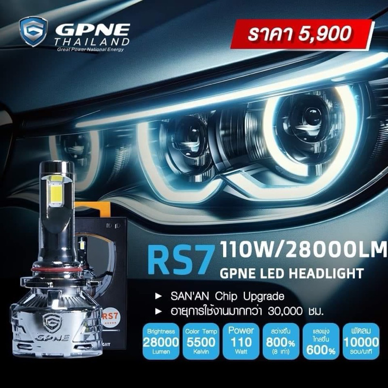 รับประกัน 4 ปี หลอดไฟ GPNE รุ่น RS7 แถมฟรีไฟหรี่ GPNE | Shopee Thailand