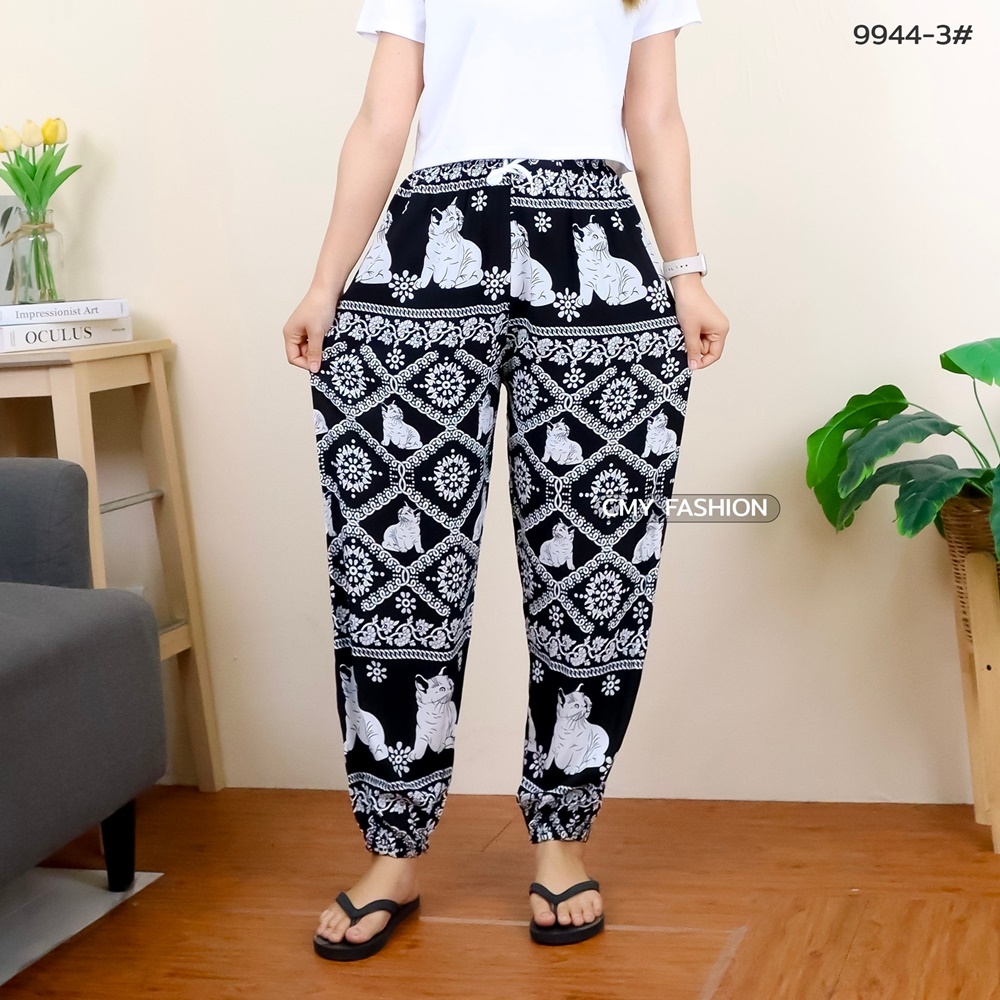 9922# 9944# กางเกง ขายาว งานขาจั้ม พิมพ์ลายแมว/กราฟิก น่ารัก ผ้าสปัน ใส่ได้ทั้งชายและหญิง ...