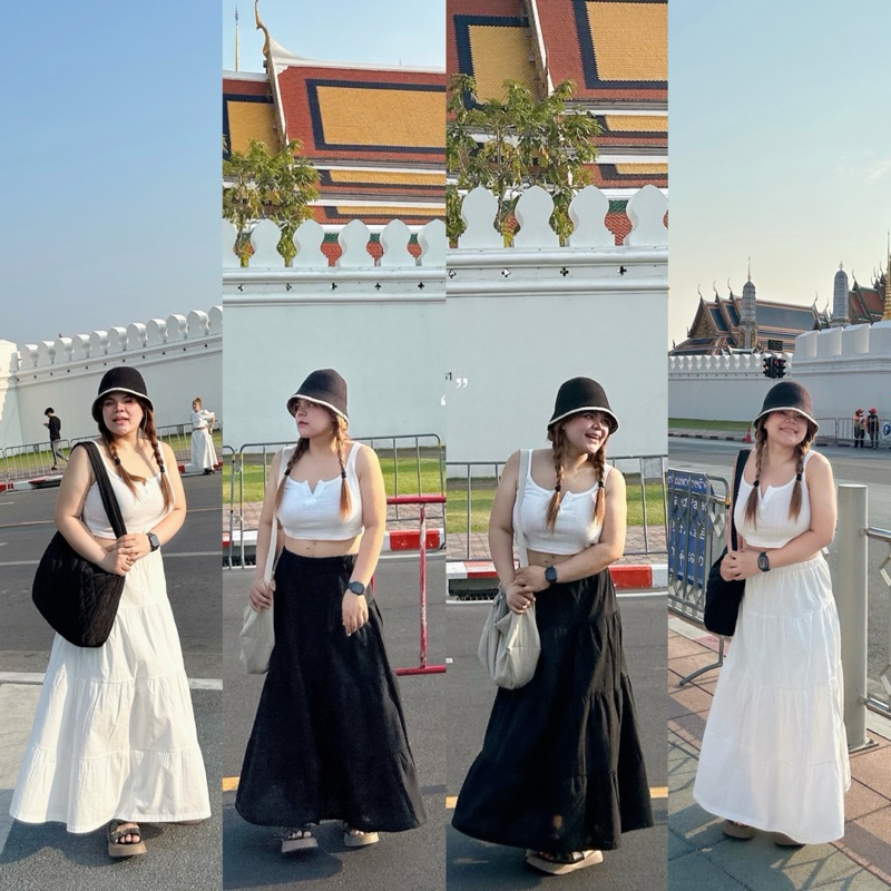 กระโปรงยาว (ผ้าฝ้าย) กระโปรงสาวอวบ เอว32-46นิ้ว (มีไซซ์) plussize | Shopee Thailand