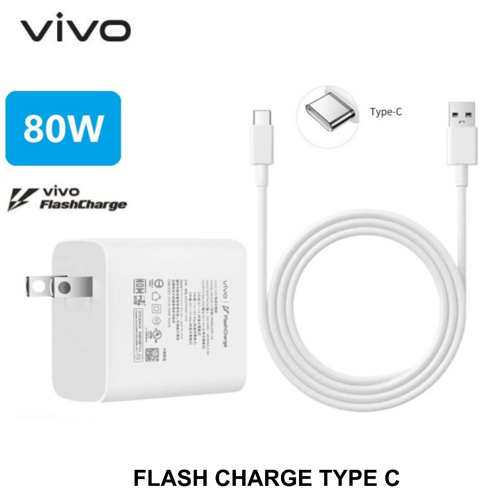 VIVO 80Wชุดชาร์จเร็ว USB TYPE-C FlashCharge หัว+สาย ชาร์จด่วน ของแท้ ...