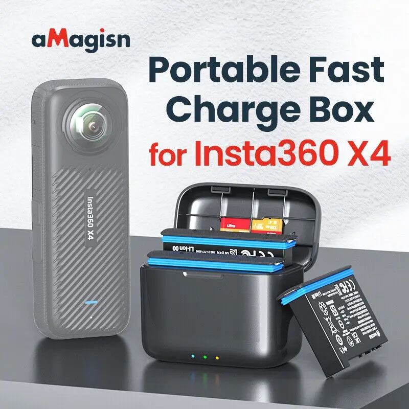 aMagisn Insta360 X4 battery fast charging box and original battery 2290mAh insta360 X4 camera ...
