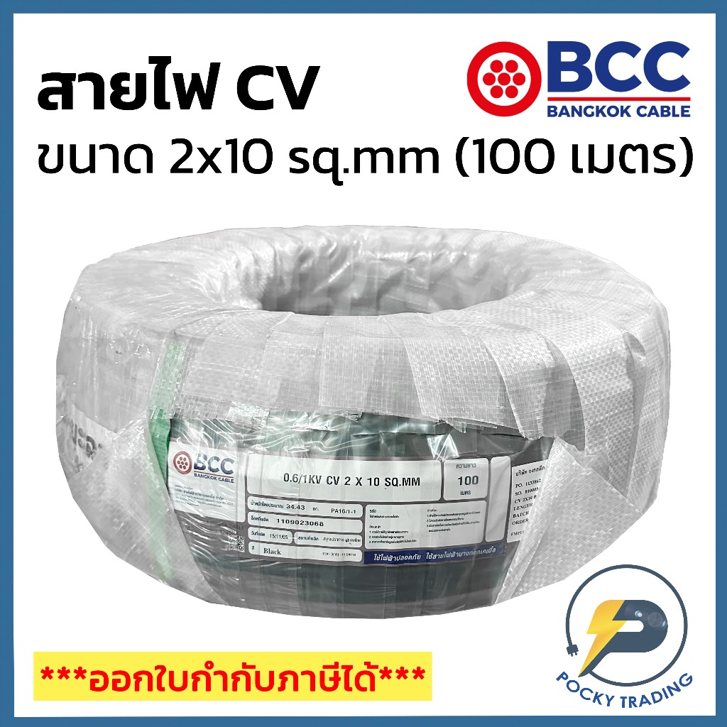 BCC สาย CV 2x10 sq.mm (ม้วน 100 เมตร) | Shopee Thailand