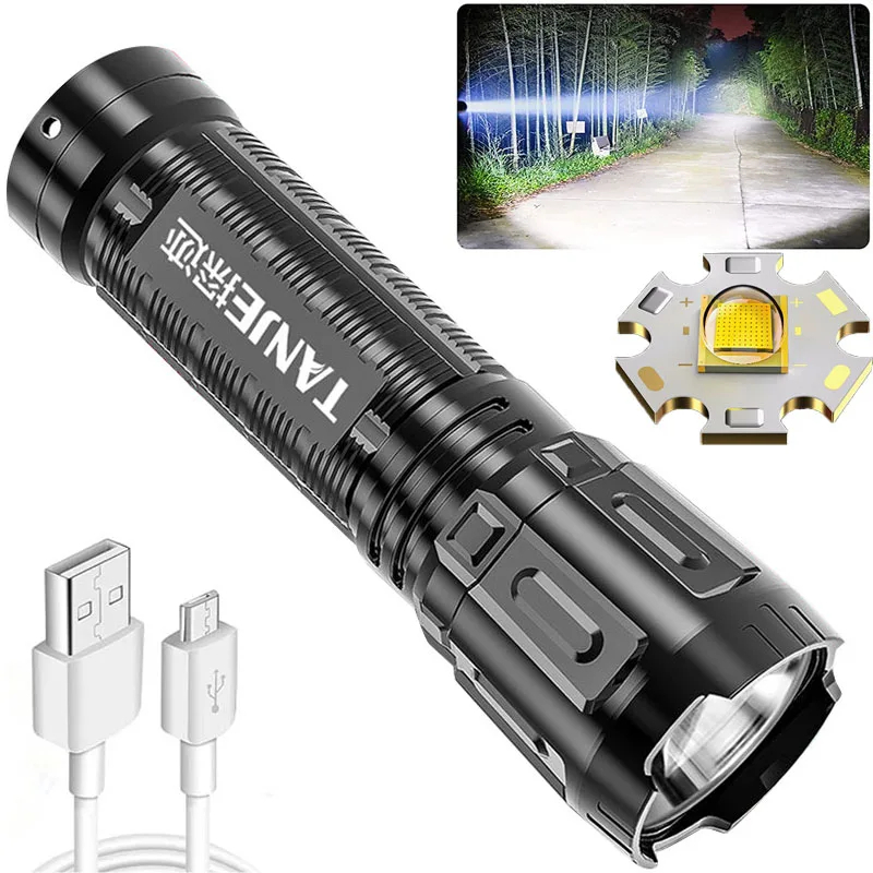 USB Rechargeable LED Flashlight Strong Light Work Light 3 Modes ...