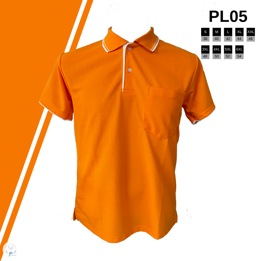 YONGYUT POLO เสื้อโปโลผู้ชาย รุ่น PL05 เสื้อโปโล สีส้ม ขิบขาว | Shopee Thailand