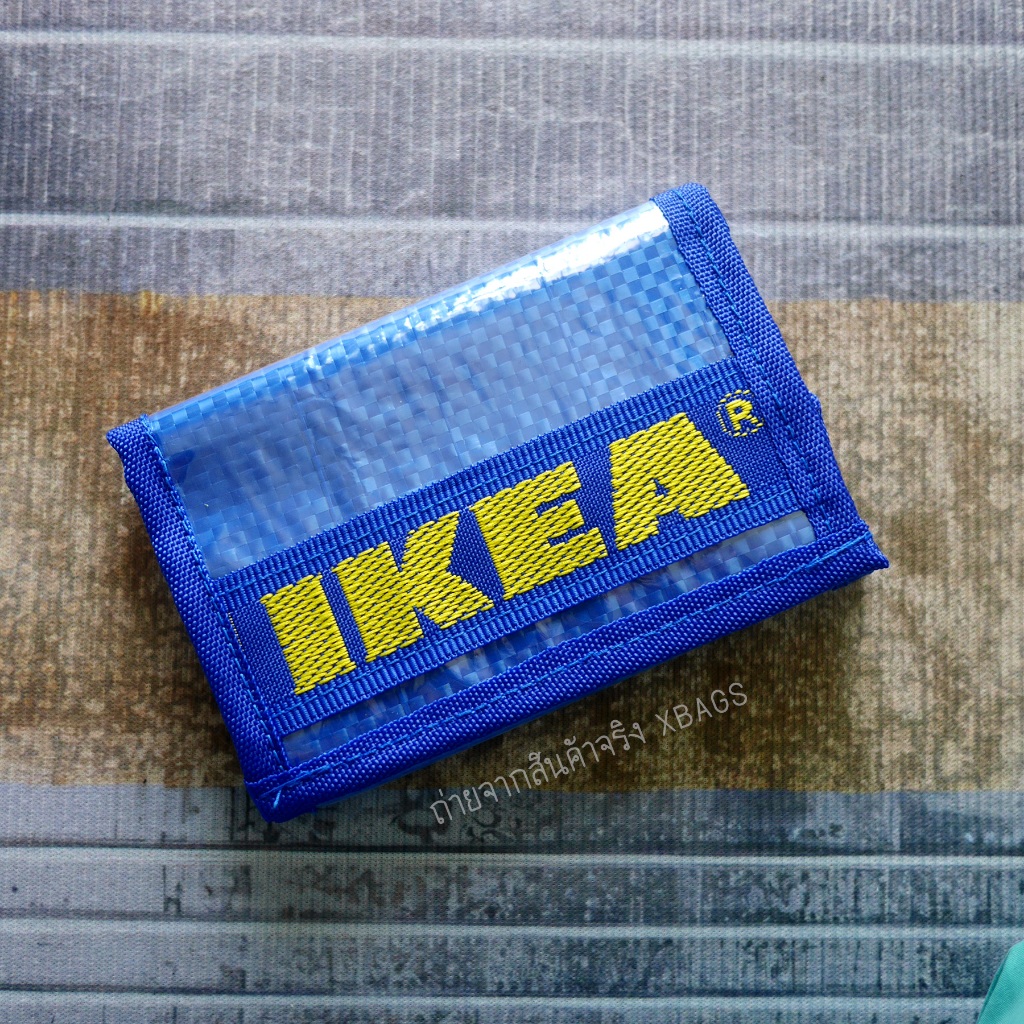 IKEA remake wallet กระเป๋าสตางค์3พับ หุ้มพลาสติกใส กันน้ำ มีห่วงใส่โซ่ ...