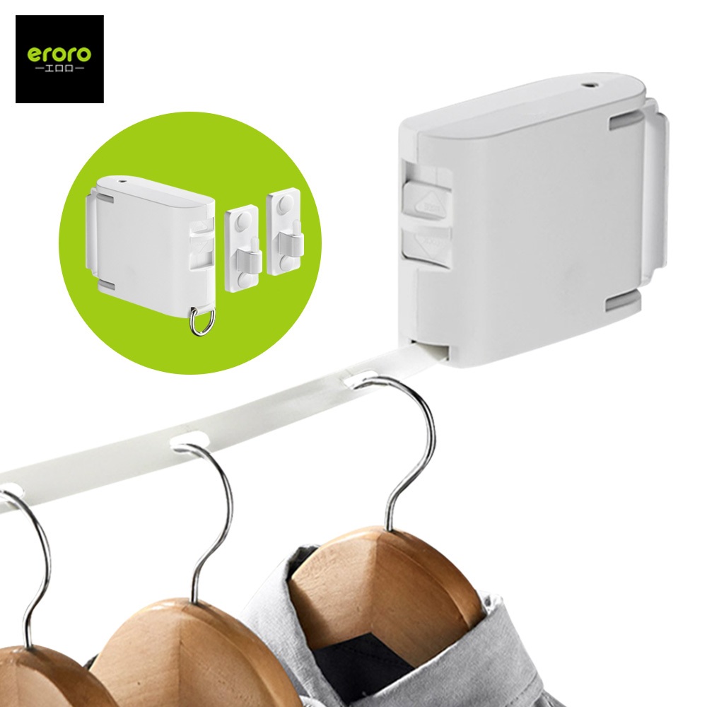 ERORO ที่ตากผ้าในคอนโด อุปกรณ์ตากผ้าในบ้าน ราวติดผนัง สายยืดได้4.2m ...