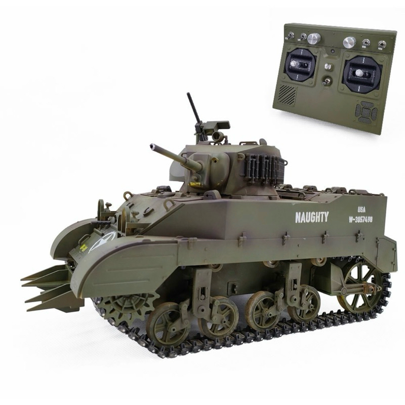 รถถังบังคับวิทยุCOOLBANK M5A1 USA 1:16 2.4GHz ระบบไฟฟ้าและเสียงครบชุดรายละเอียดสวยสมจริง ...