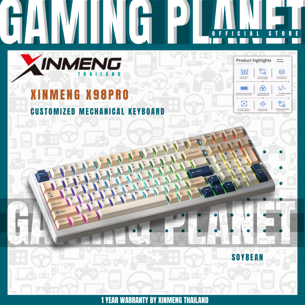 XINMENG X98 Pro-Mechanical keyboard-คีย์บอร์ด 99 คีย์ ไร้สาย Hot-swap 3 ...