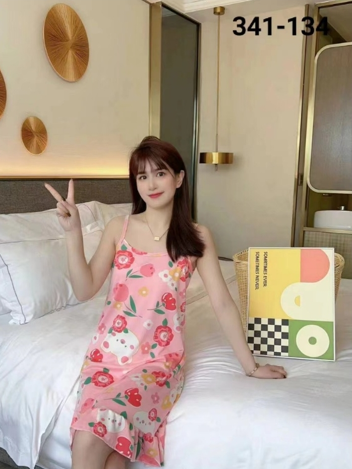 ชุดนอนสายเดี่ยวกระโป รงชุดนอนสายเดียว ใส่สบาย ลายพิมพ์บางเฉียบ ใส่ได้ทั้งคนผอมและคนอ้วน มีให้ ...