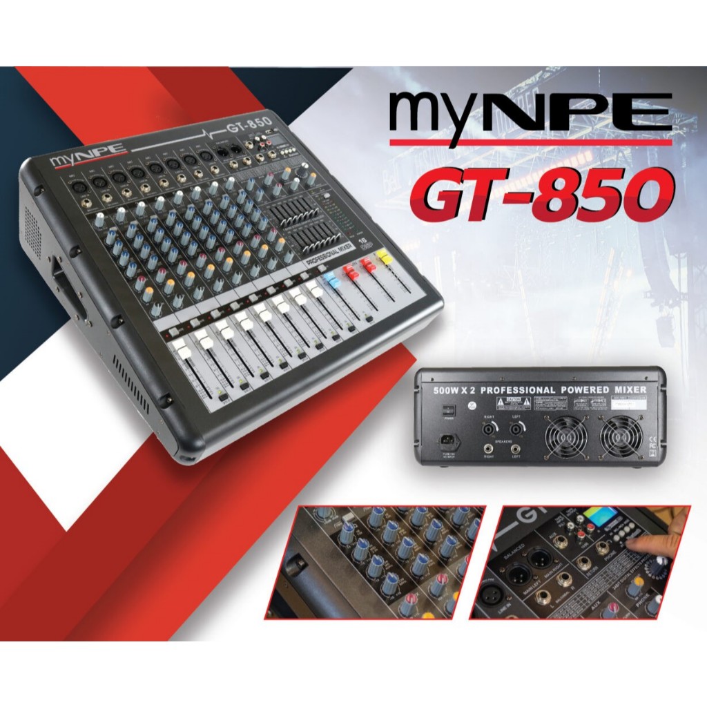 เพาเวอร์มิกซ์ myNPE รุ่น GT850 เพาเวอร์มิกเซอร์ 8 input แอมป์ขยายเสียง ...