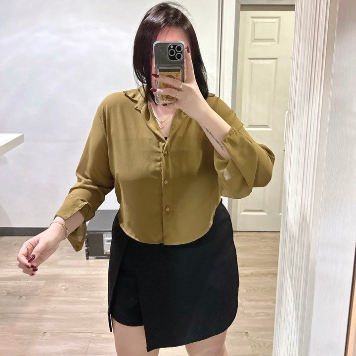 เสื้อเชิ้ตแขนยาวชีฟองสาวอวบ 38-50“ // U8 | Shopee Thailand