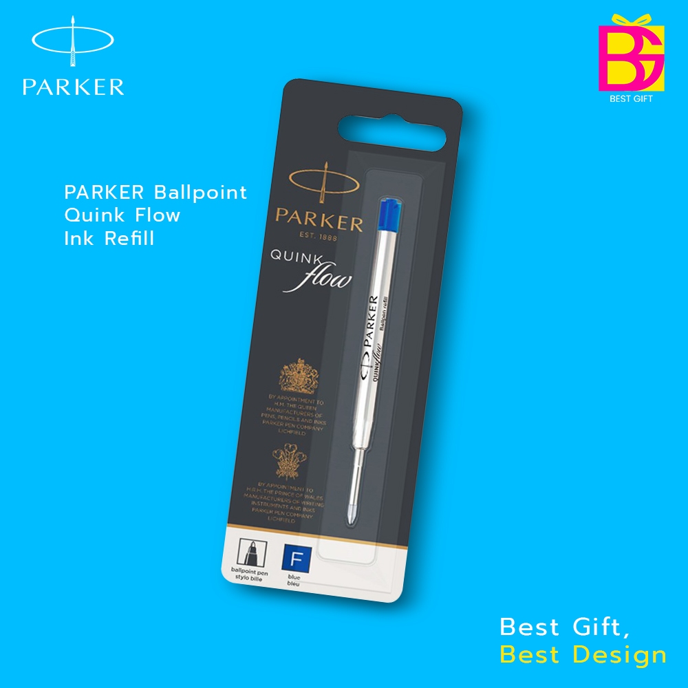 PARKER ไส้ปากกาลูกลื่น PARKER Ballpoint pen Quink Flow Ink Refill Black , Blue หัว F 0.5 มม. , M ...