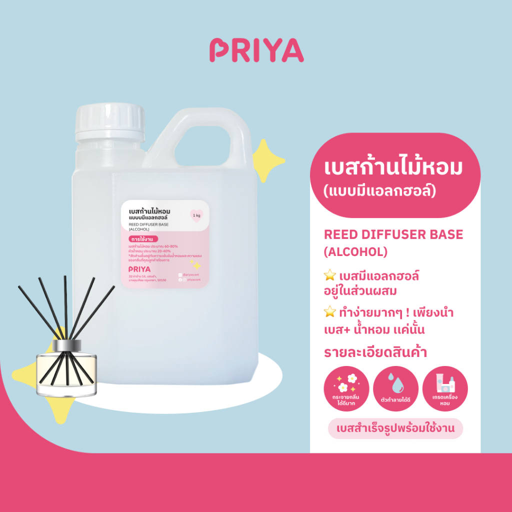 เบสก้านไม้หอมปรับอากาศ (แบบมีแอลกฮอล์) REED DIFFUSER BASE (ALCOHOL) | Shopee Thailand