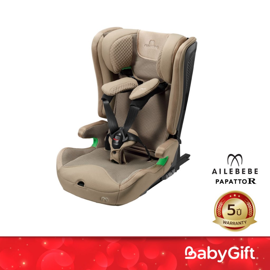 คาร์ซีทเด็กโต 1-11 ปี AILEBEBE รุ่น Papatto R มาตรฐานใหม่ ECE R129 (I -SIZE) ระบบ ISOFIX ...