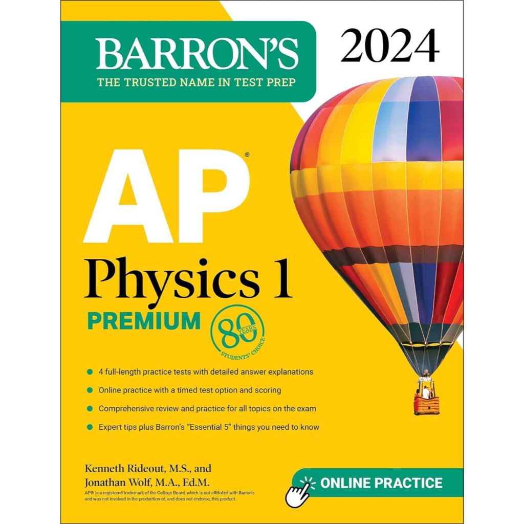Chulabook|c321|หนังสือ|AP PHYSICS 1 PREMIUM, 2024: 4 PRACTICE TESTS ...