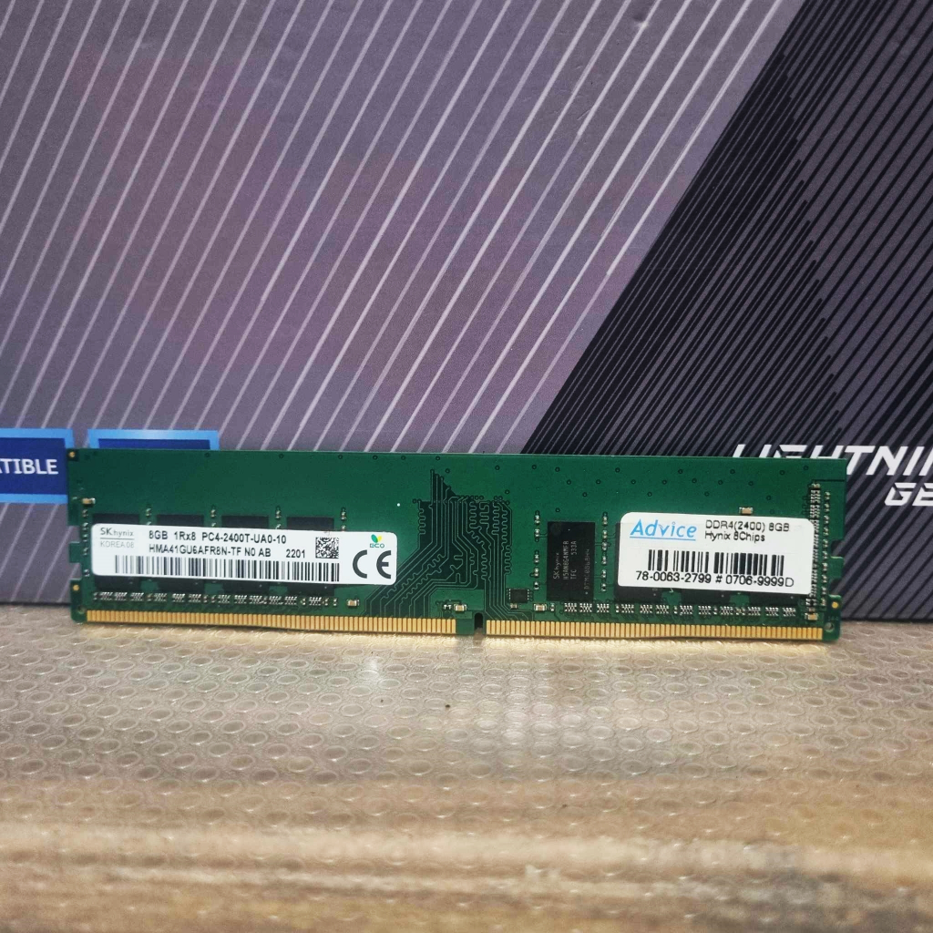 แรมพีซี RAM PC DDR4 8GB (8GBx1) BUS 2400 Hynix 8 Chips มือ2 (ไม่มีกล่อง ...