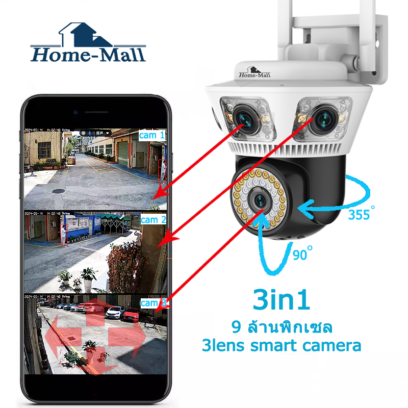 Junanvision กล้องวงจรปิดกันน้ำ 9MP รุ่นHM-L3-6(9MP) ดูกล้อง3จอในเวลา ...