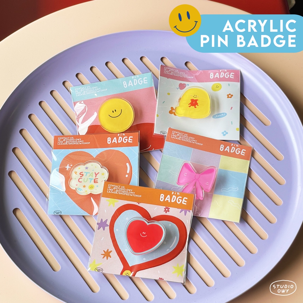 (BUY1GET1FREE!) STUDIO.OWY : Acrylic Pin Badge เข็มกลัดอะคริลิค (3x3 cm ...