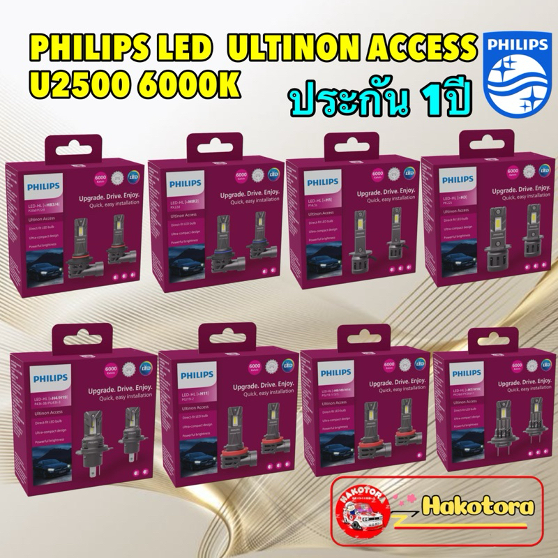 Philips ULTINON ACCESS U2500 6000K หลอดไฟหน้ารถ แสงขาว ปี 24 ฟรีหลอดไฟ ...