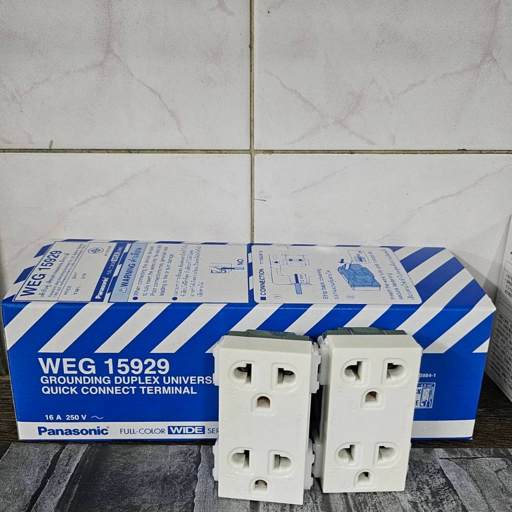 เต้ารับคู่ 3 ขา PANASONIC รุ่น WEG 15929 สีขาว | Shopee Thailand