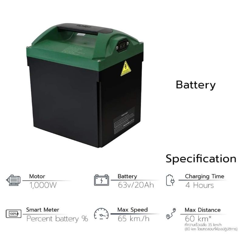 Deco แบตลิเธียมไอออน 62.9v(17s) 20ah สำหรับรถรุ่นSofia,Luciano,Hannah ...