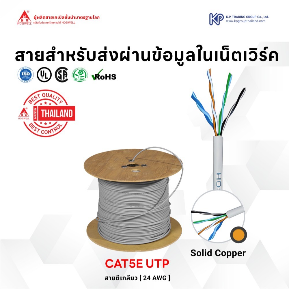 HosiwellสายแลนCAT5eIndoor UTP Ethernet Cable,100m Pull Box,24AWG แกน ...